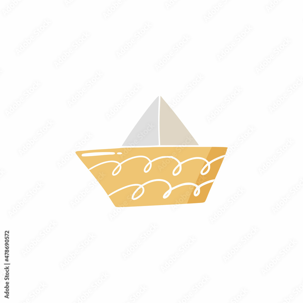 Cute doodle sailboat in hand drawn style, design boat children nursery ...