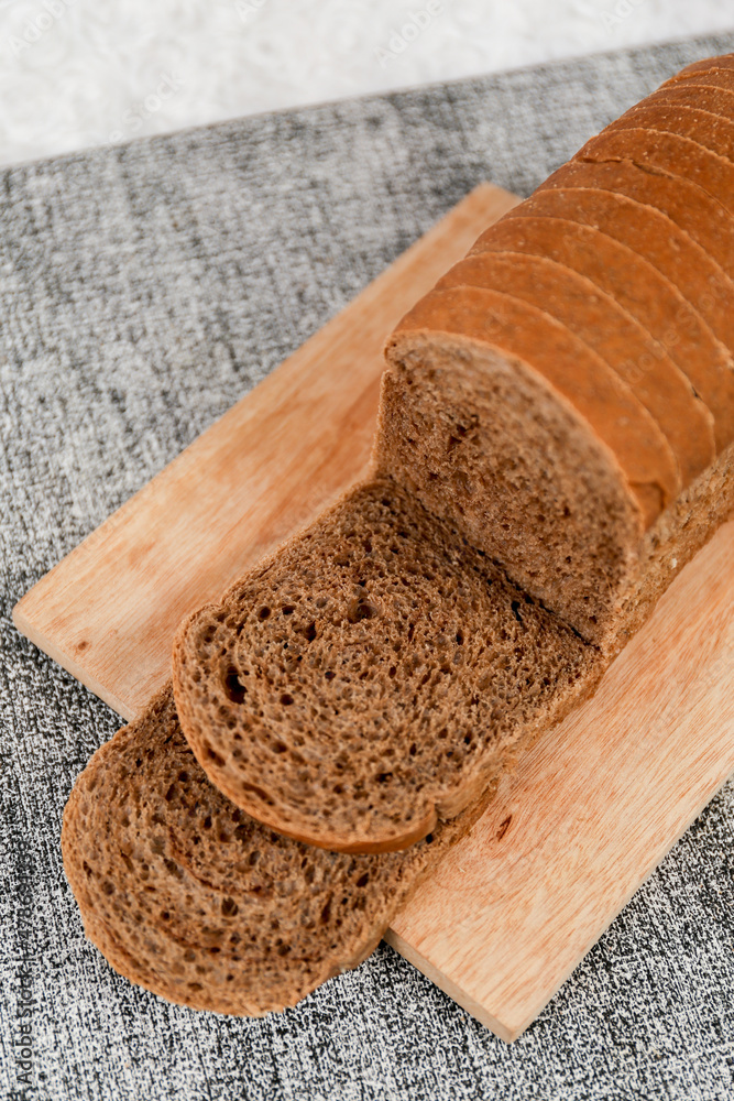 Choco bread loaf slice on a white background. Chocolate flavor Stock ...