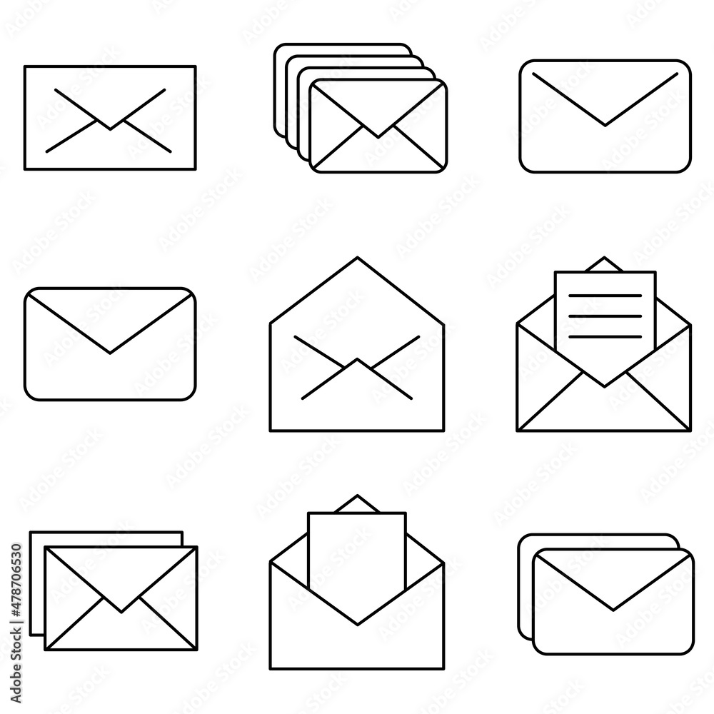 Line icons are associated with various envelope symbols2 Stock Vector ...