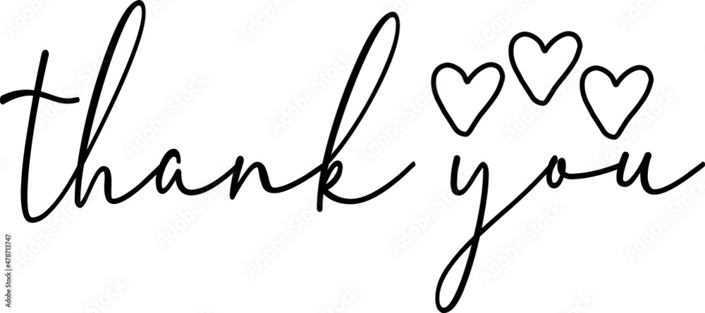 Thank You Black Text Handwritten Calligraphy Lettering with Square Line ...