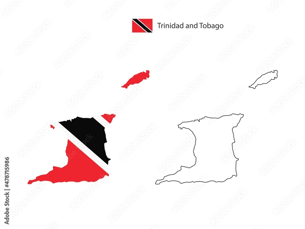 Trinidad and Tobago map city vector divided by outline simplicity style ...