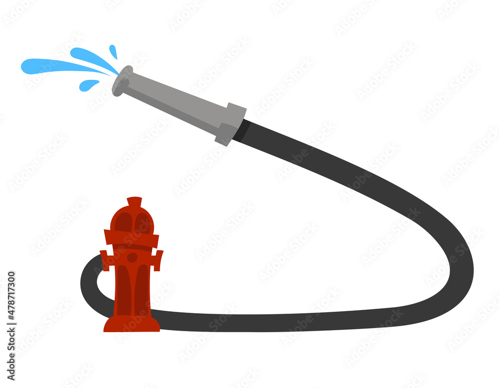 Fire hydrant and hose. Firefighter equipment in cartoon style. Stock ...
