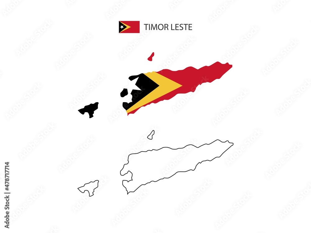 Timor Leste map city vector divided by outline simplicity style. Have 2 ...
