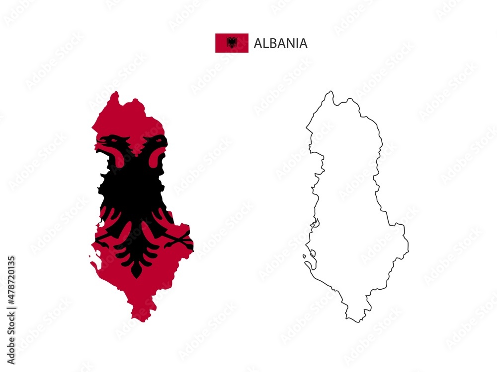 Albania map city vector divided by outline simplicity style. Have 2 ...