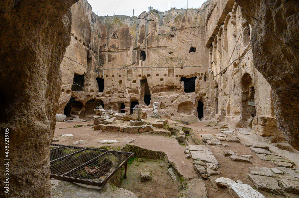 Gumusler Monastery and underground cave city in Nigde, Turkey. Unesco ...