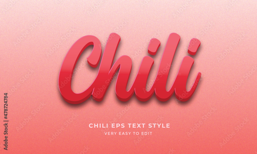 Chili 3d text style, red font effect vector illustration Stock Vector ...