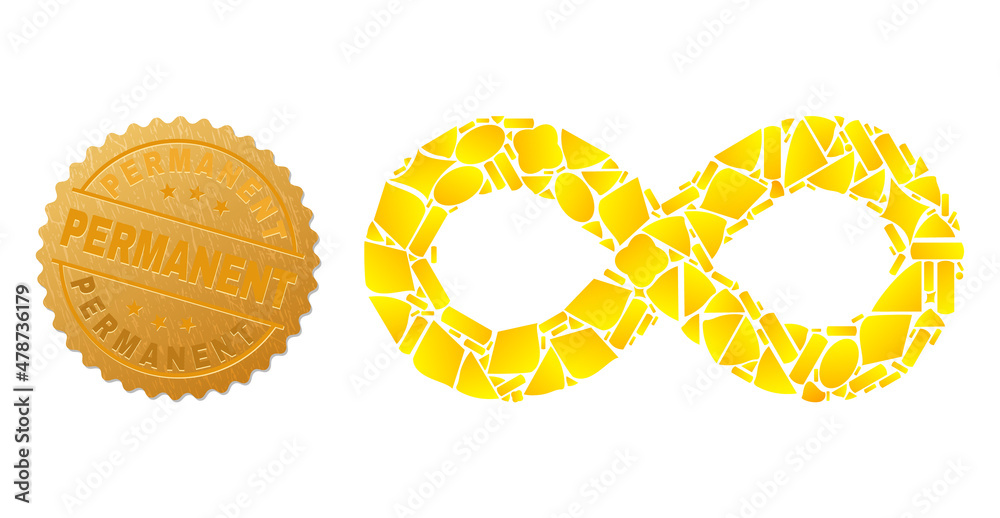 Golden combination of yellow particles for infinity icon, and gold ...