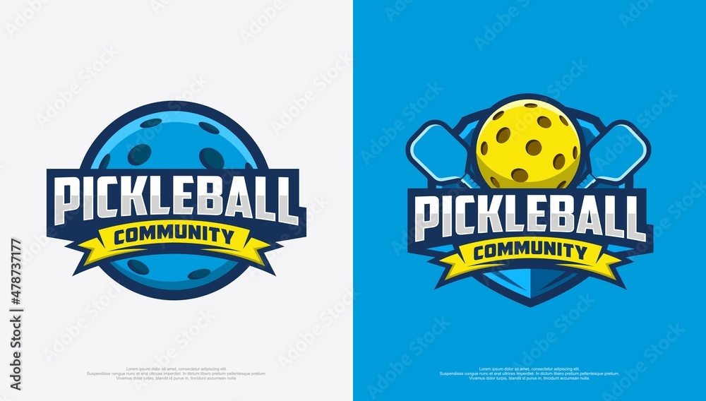 Pickleball community logo badge with white and blue background Stock ...
