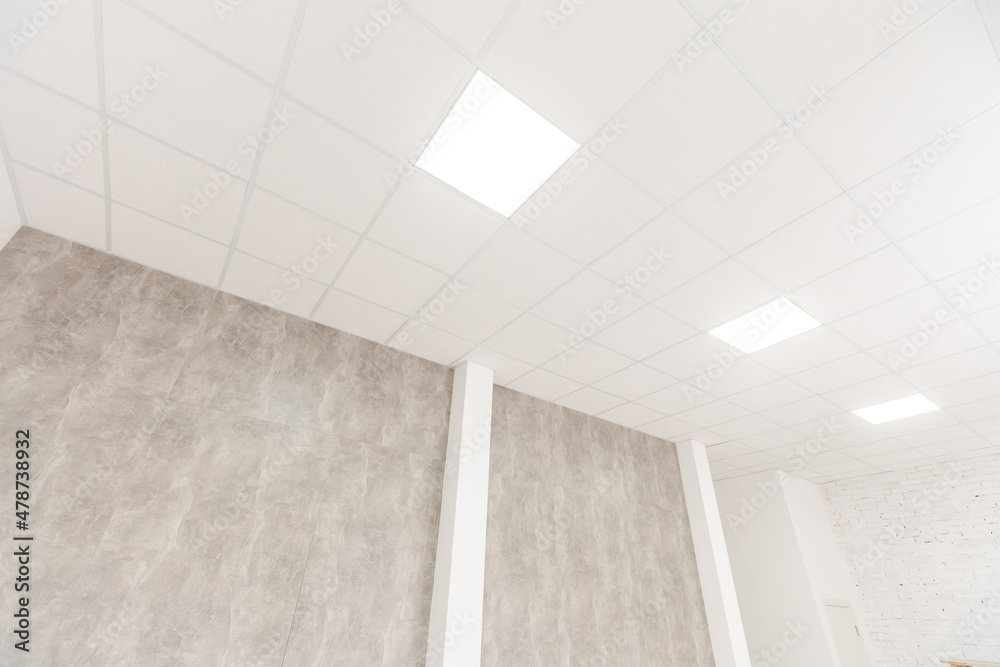 Acoustic ceiling with lighting and light channel window, Acoustic ...