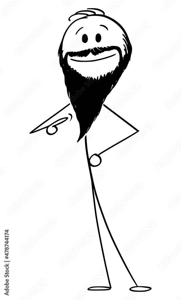 Bearded Person Showing His Long Facial Hair or Beard, Vector Cartoon ...