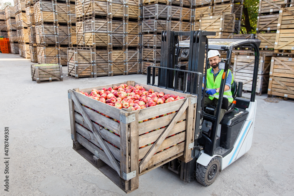 Harvest control, loading, lifting and delivery at warehouse, food ...