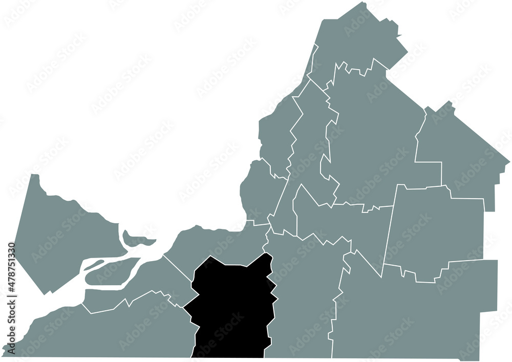 Black flat blank highlighted location map of the LES JARDINS-DE ...