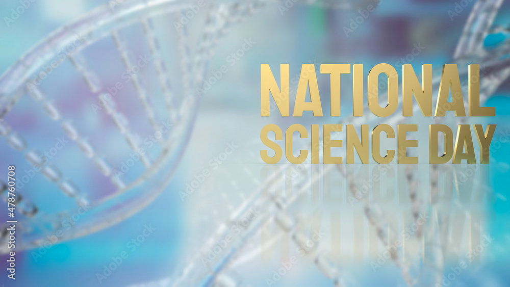 The national science day gold text on dna background for sci concept 3d ...