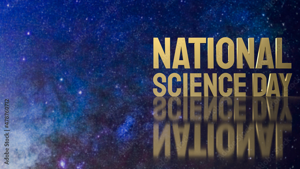 The national science day gold text on space background for sci concept ...