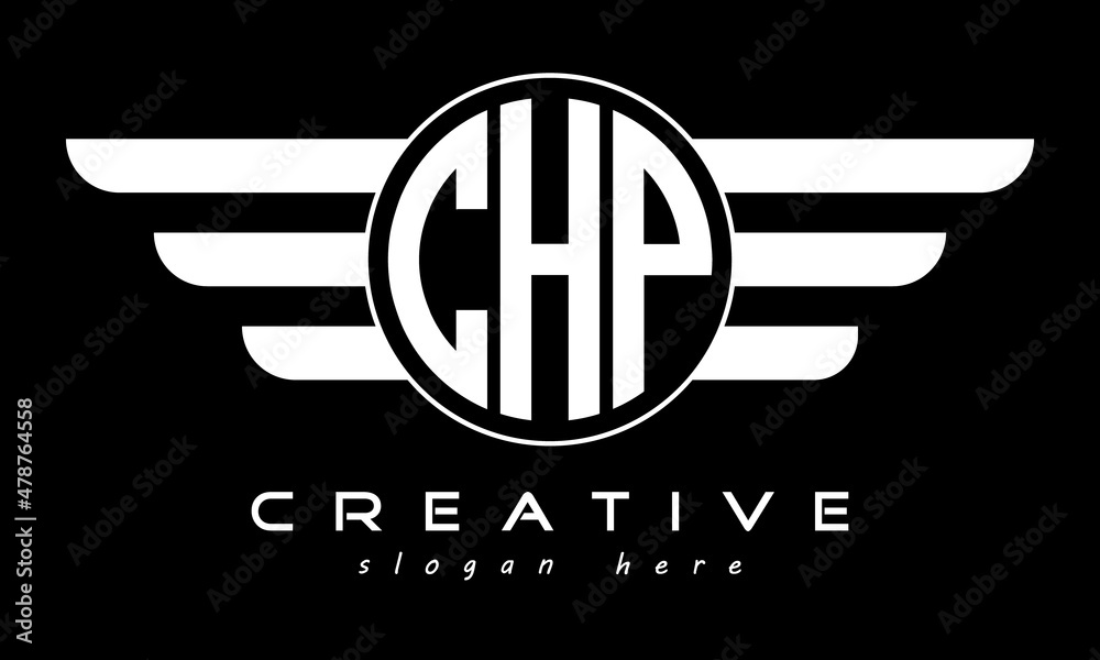 CHP three letter monogram type circle letter logo with wings vector ...