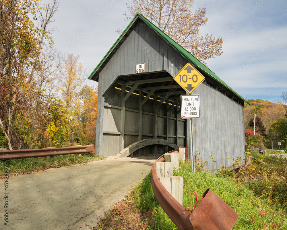 Approach to Interior view of Best's Covered Bridge 37 feet long ...