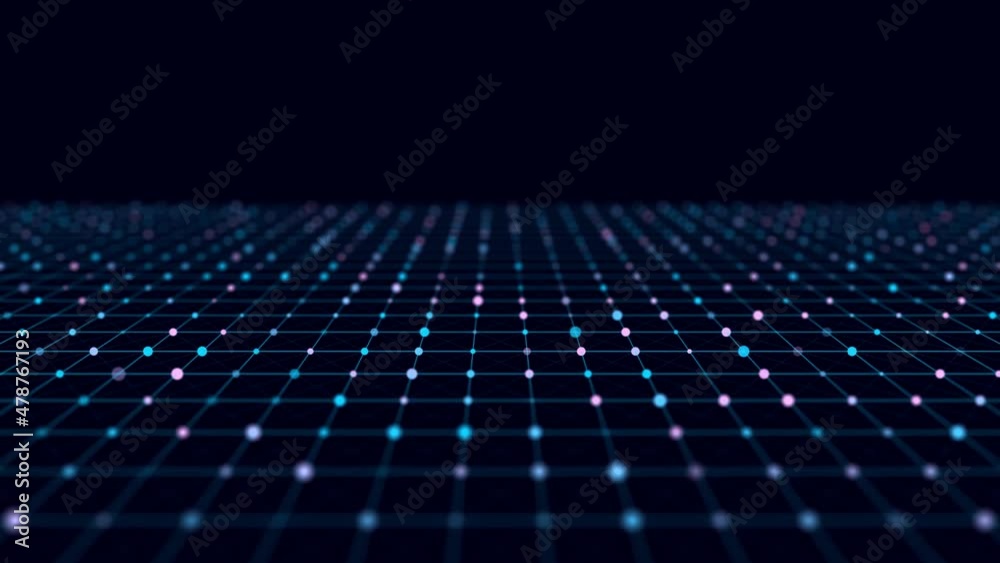 Perspective grid background. Network connection structure. Abstract ...