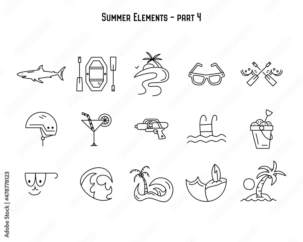 design of various summer symbols. Part 4 Stock Illustration | Adobe Stock