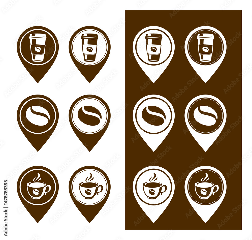 set of coffee logo, coffee Location logo template designs. coffee home ...