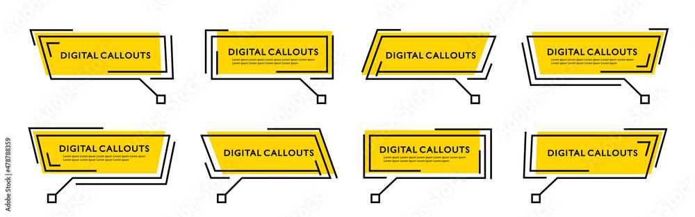 Technology digital callouts text boxes titles template. Vector ...