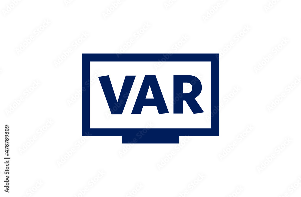 VAR icon. Video assistant referee logo. Football video viewing sign ...