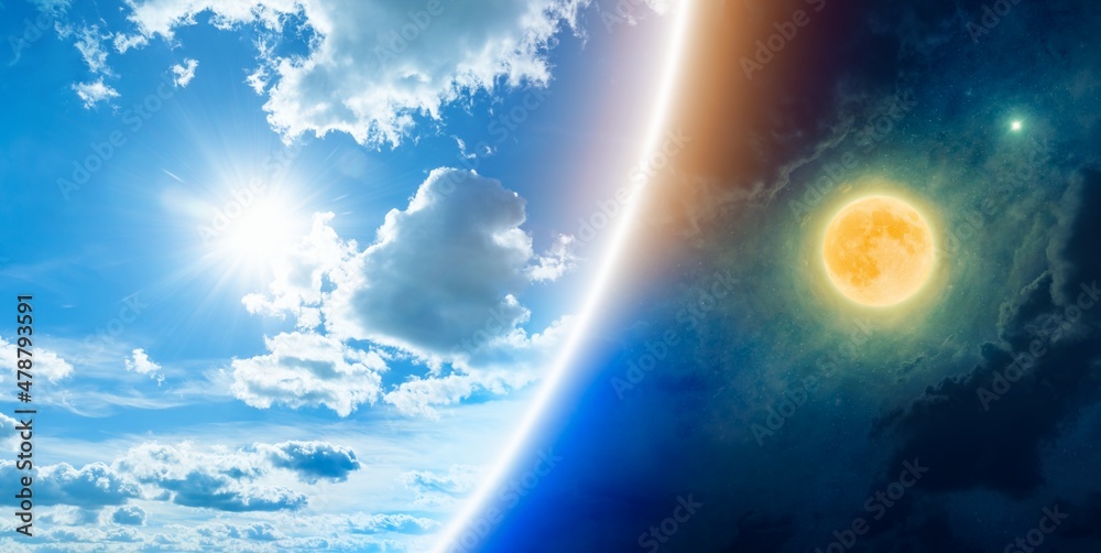 Opposites in nature: day and night, light and darkness, sun and moon ...