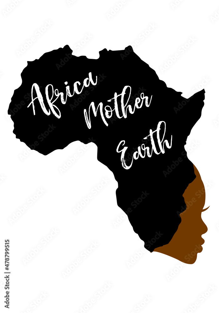 Black woman with Africa map, mother earth, vector illustration Stock ...