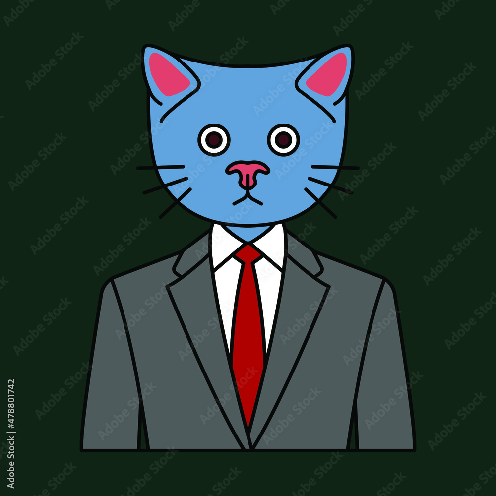 cartoon character cat in suit. cat gentleman. vector illustration ...