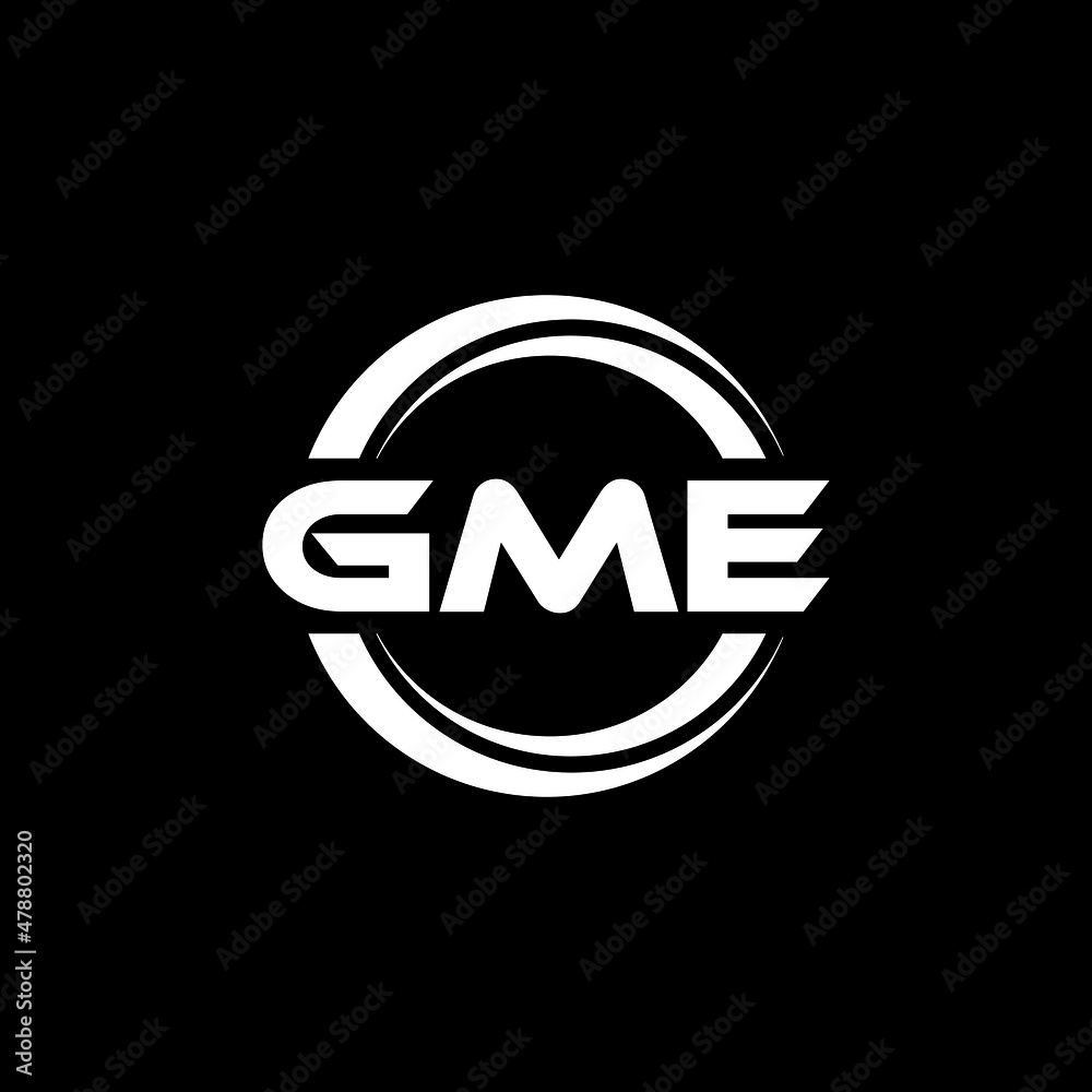 GME letter logo design with black background in illustrator, vector ...