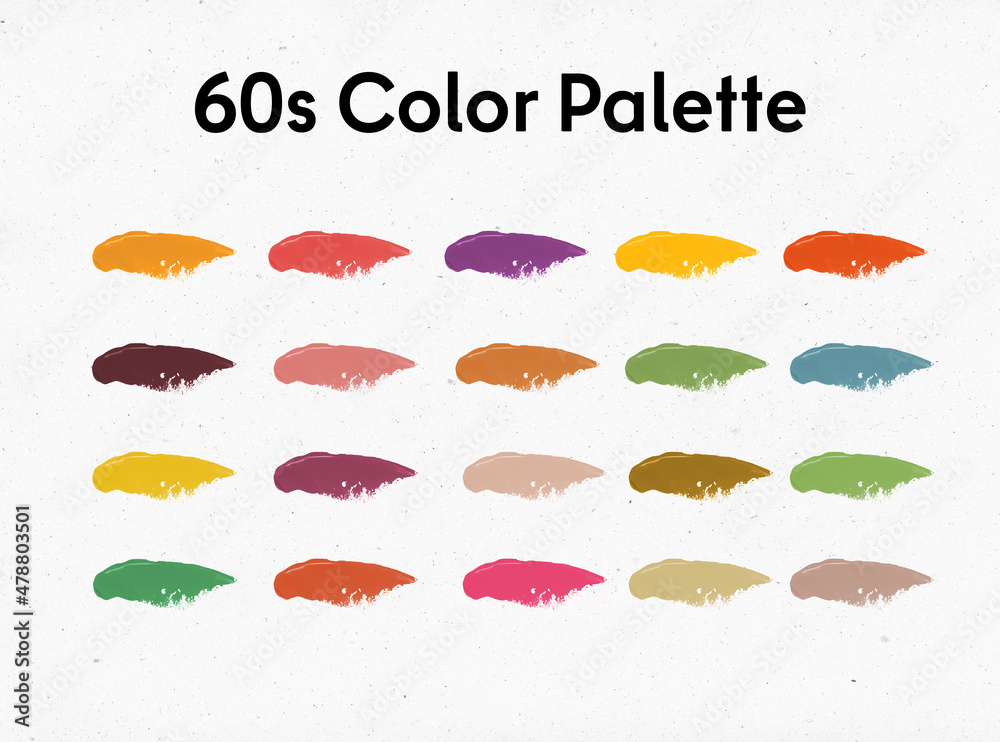 Retro1960s - inspired color palettes, collection of 20 swatches ...
