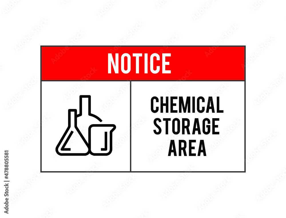 notice chemical storage area warning sign Stock Vector | Adobe Stock