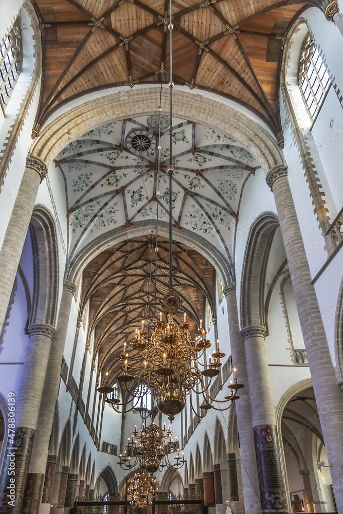 Interior of St. Bavo Church (Sint-Bavokerk). First built as Catholic ...