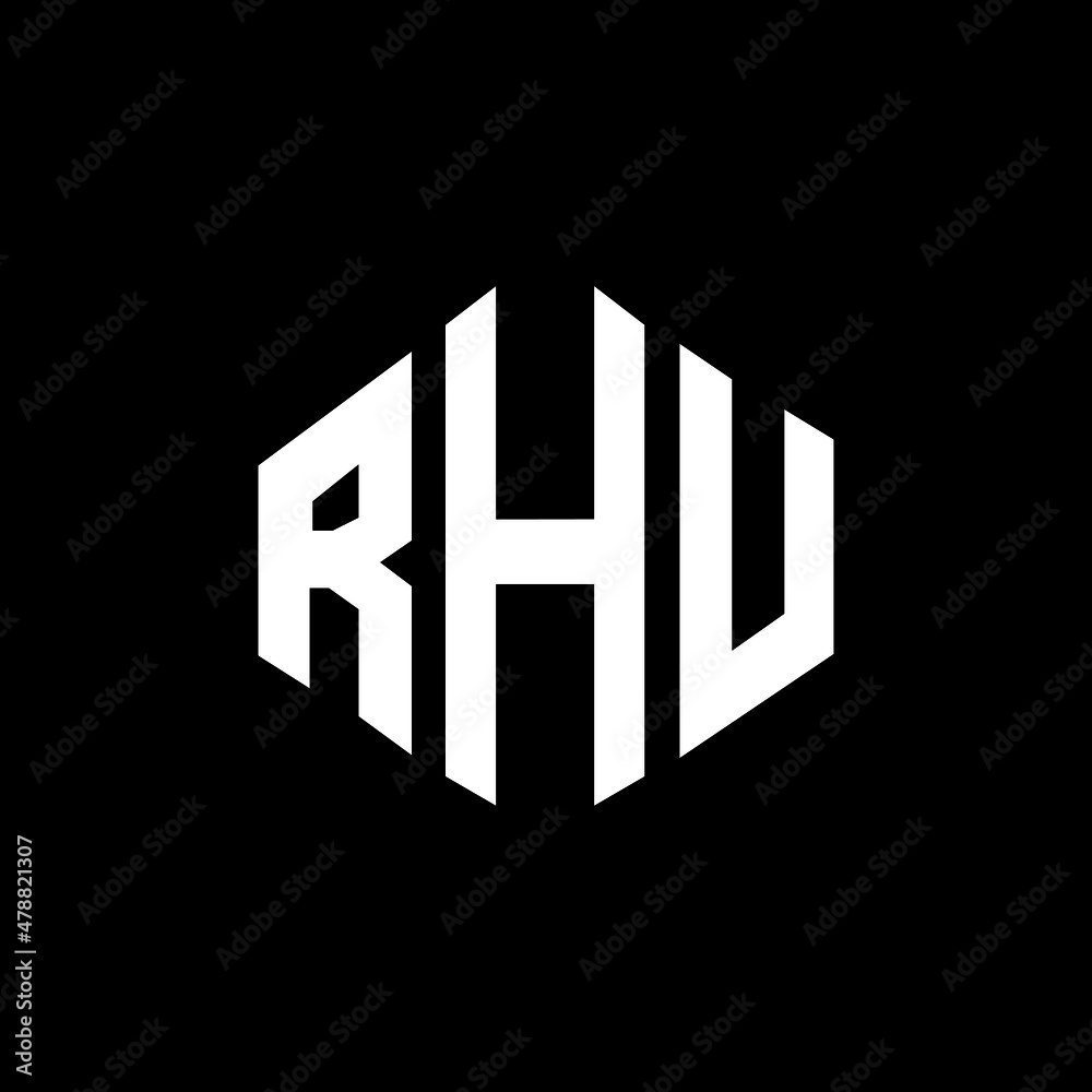 RHU letter logo design with polygon shape. RHU polygon and cube shape ...
