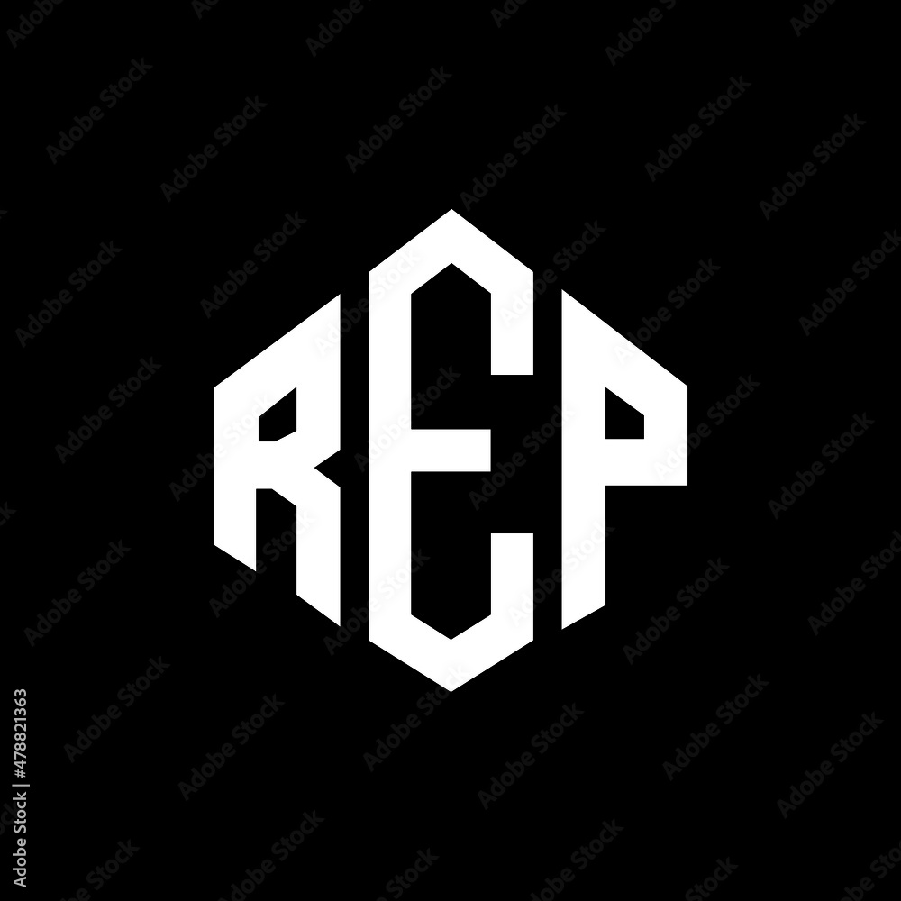 REP letter logo design with polygon shape. REP polygon and cube shape ...