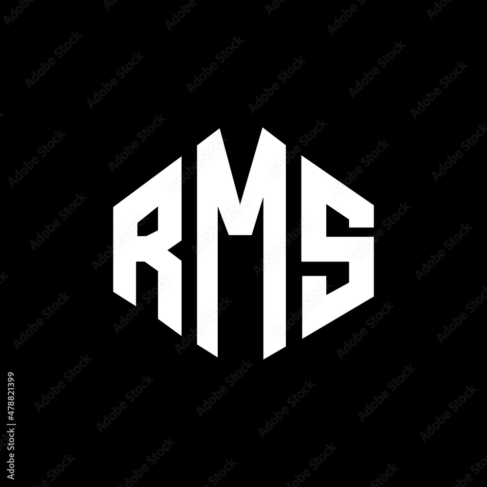 RMS letter logo design with polygon shape. RMS polygon and cube shape ...