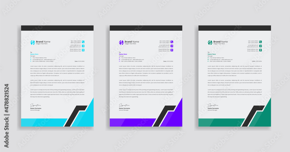 Business Letterhead Design Template, Letterhead template with various ...