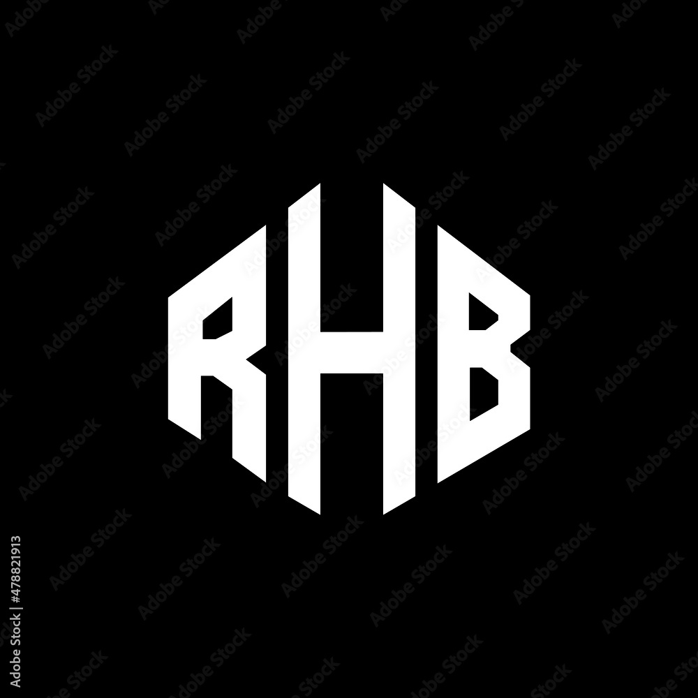 RHB letter logo design with polygon shape. RHB polygon and cube shape ...