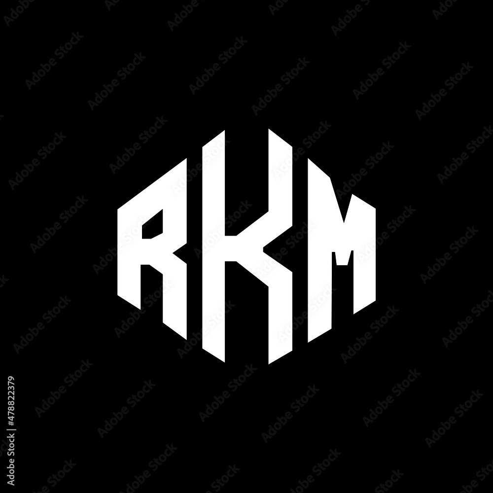 RKM letter logo design with polygon shape. RKM polygon and cube shape ...