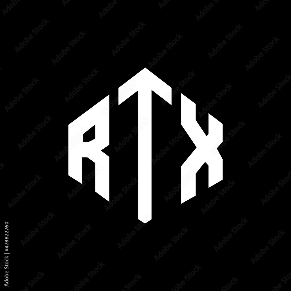 RTX letter logo design with polygon shape. RTX polygon and cube shape ...
