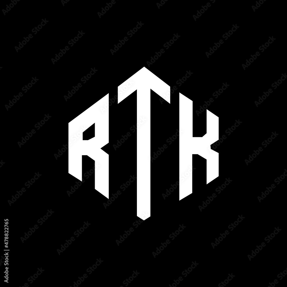 RTK letter logo design with polygon shape. RTK polygon and cube shape ...