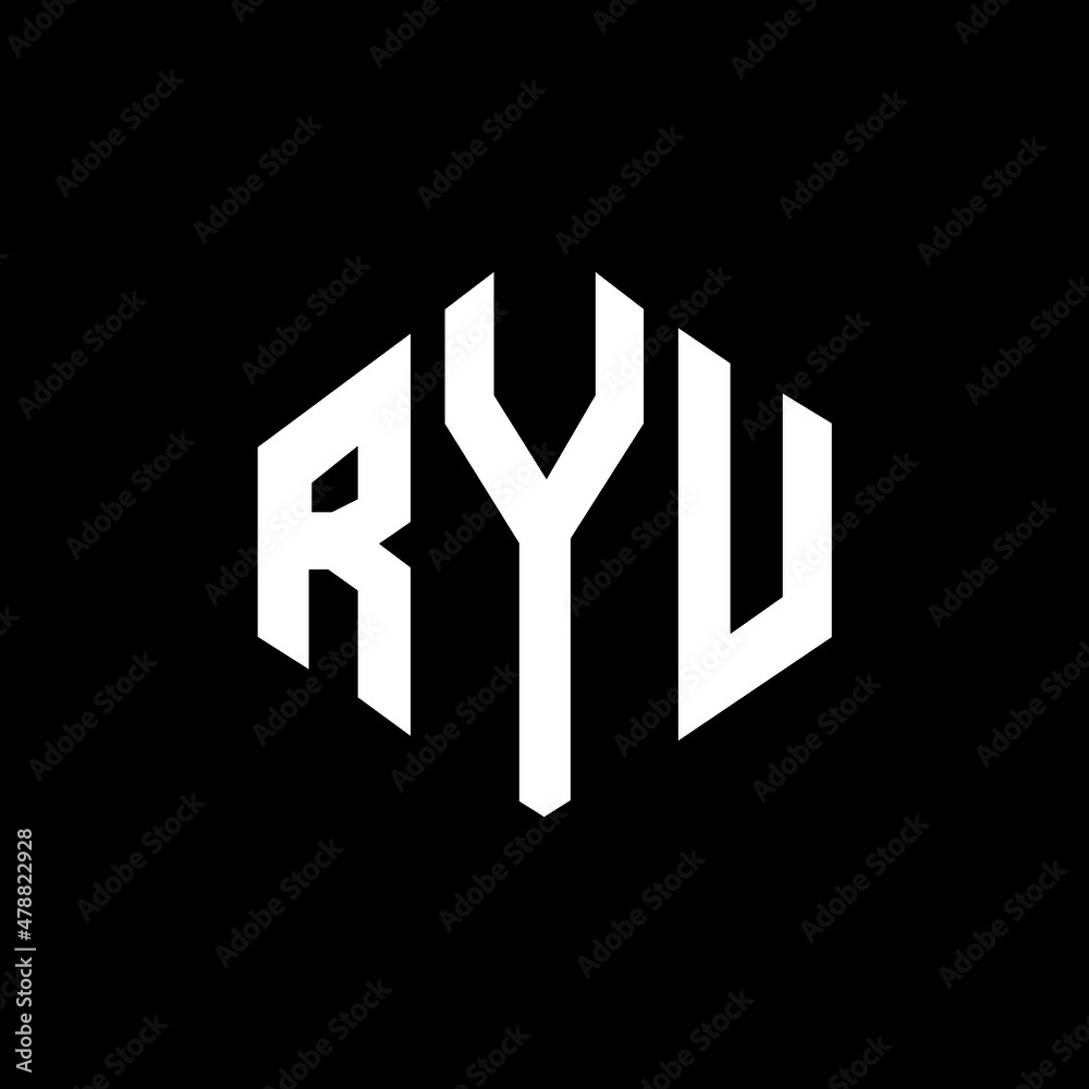 RYU letter logo design with polygon shape. RYU polygon and cube shape ...