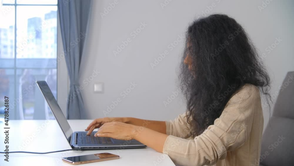 Freelance writer woman typing text on laptop keyboard. Professional ...