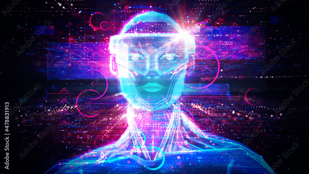 Metaverse - An Avatar Immersed in a Virtual World - Conceptual ...