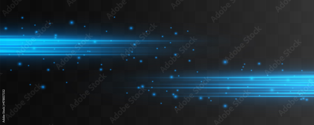 Abstract blue laser beam. Transparent isolated on black background ...