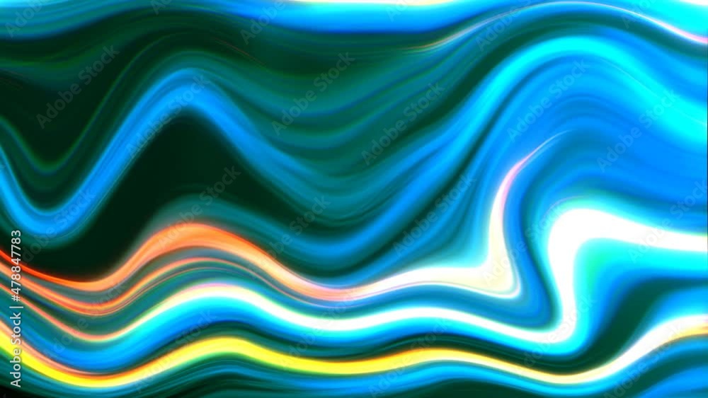 Abstract animation of neon background made of moving waves. Liquid ...