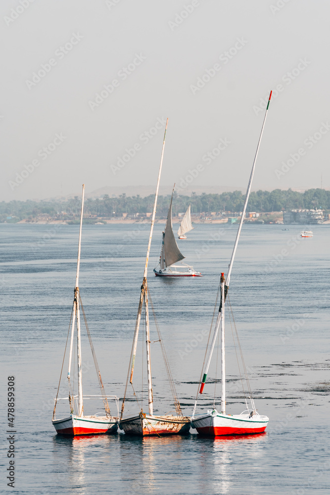 views of felucca boat, which is the traditional boat in nile river ...