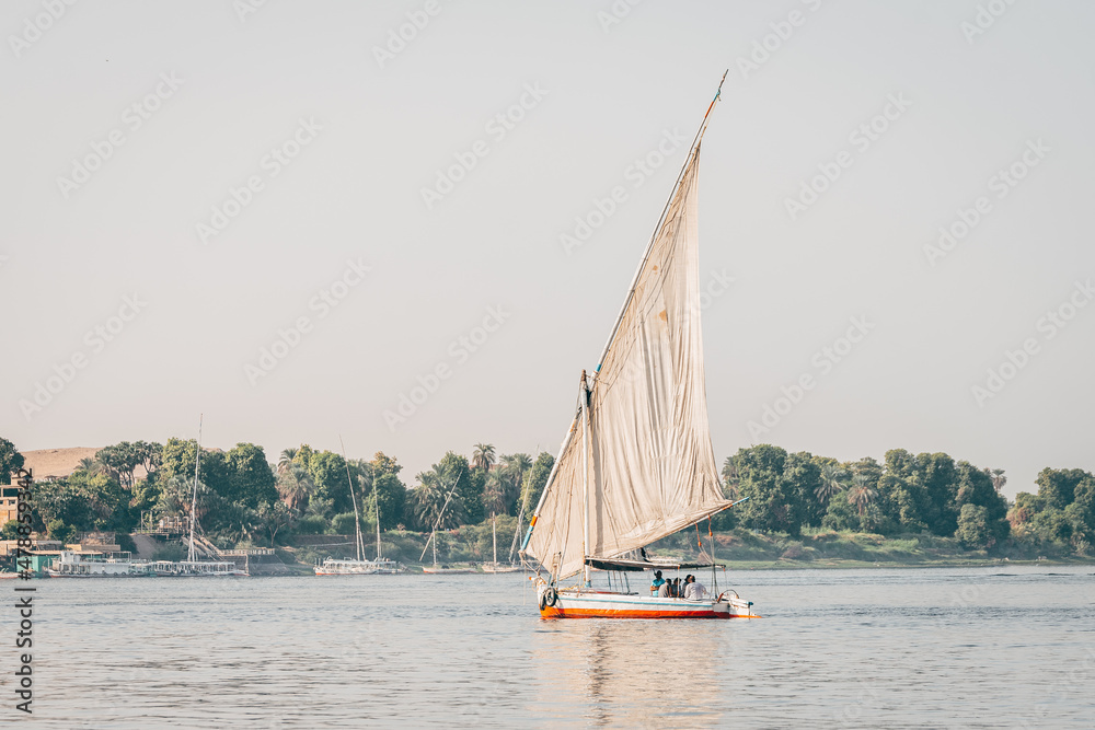 views of felucca boat, which is the traditional boat in nile river ...