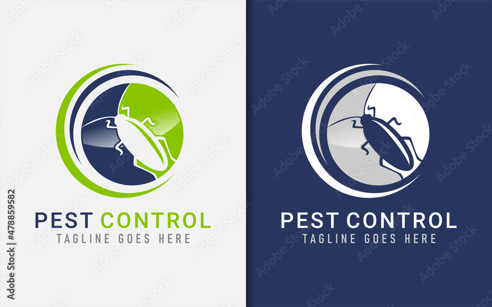 Pest Control Logo Design with Insect Silhouette and Circle Shape ...