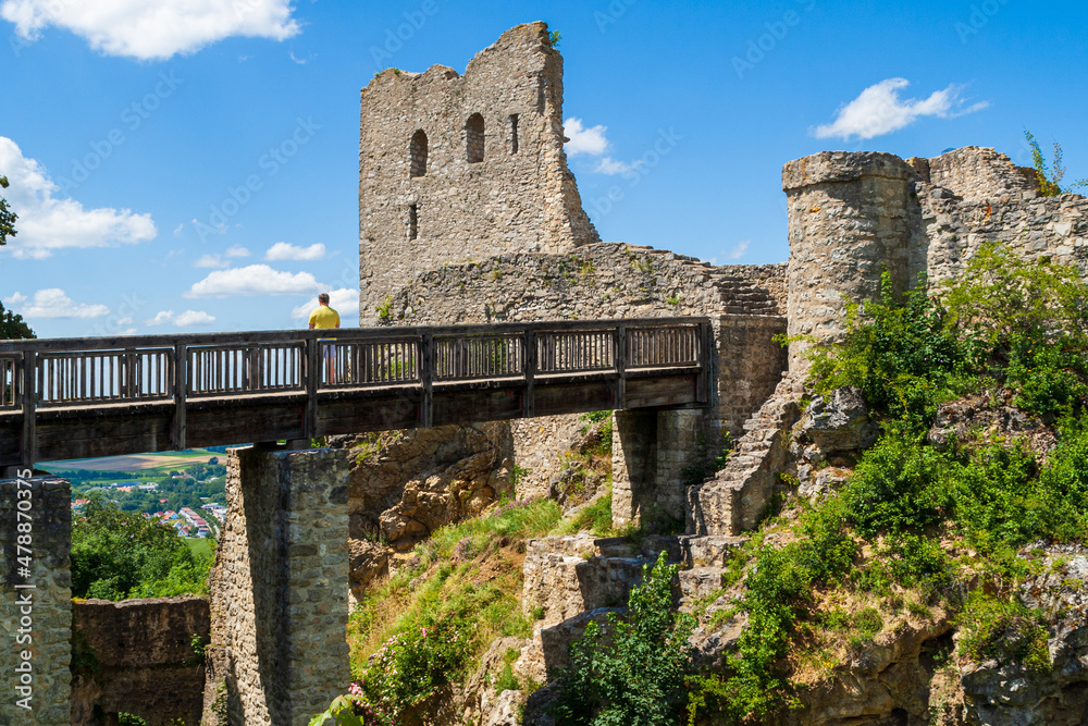 Ruins of Castle Neumarkt Germany Castle Wolfstein with blue sky and ...