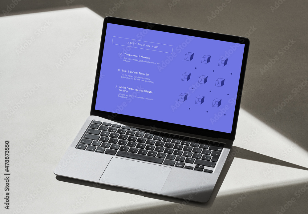 Metallic Laptop on a Concrete Surface with Shadows Stock Template ...